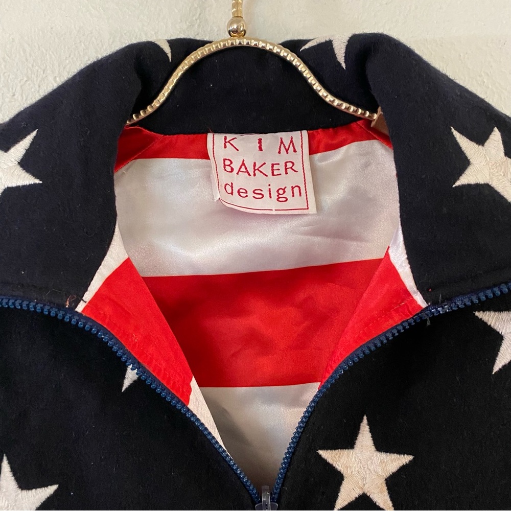 Vtg Reversible Usa American Flag Zip Up Jacket Bomber… - Gem